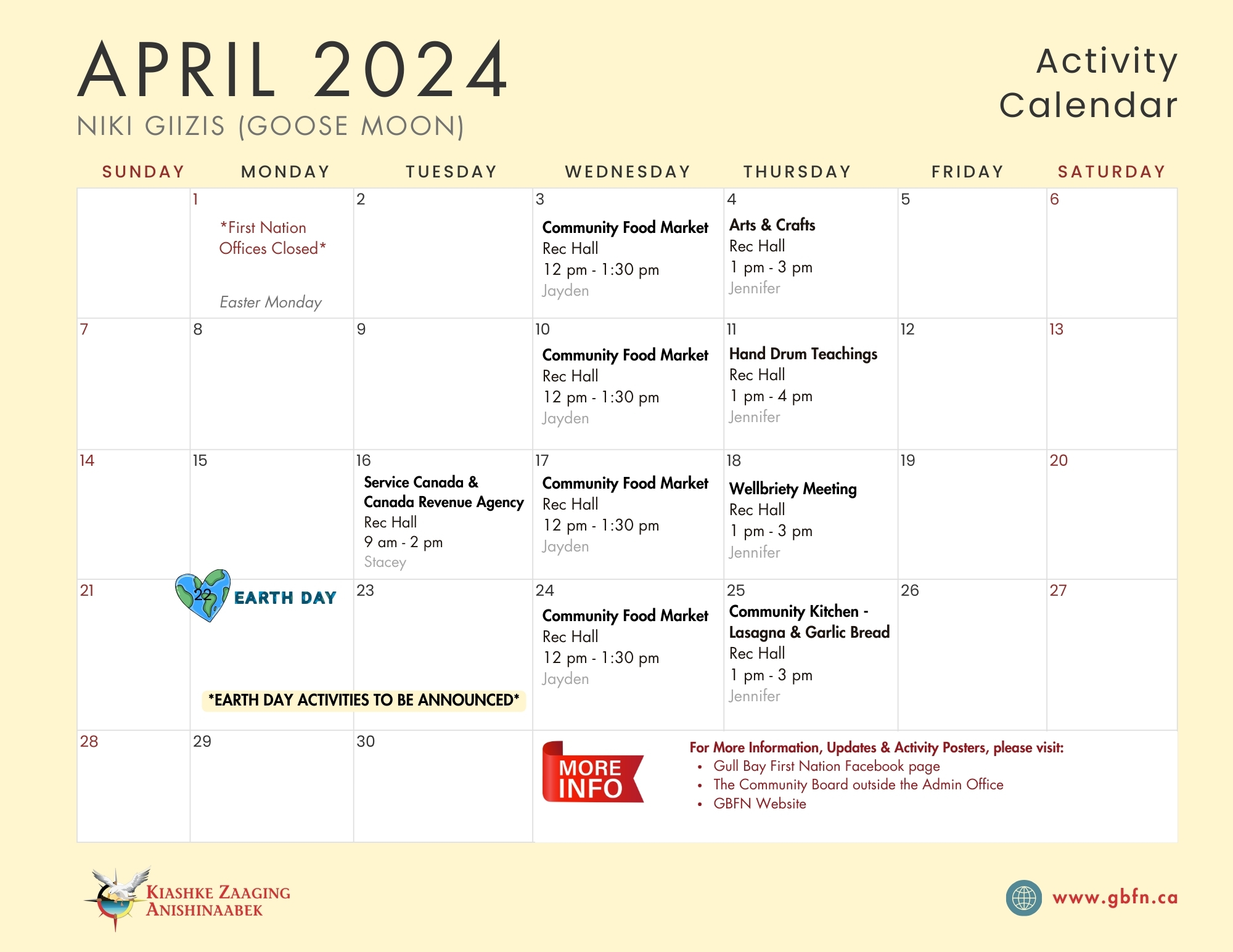 Upcoming Activities - Gull Bay First Nation