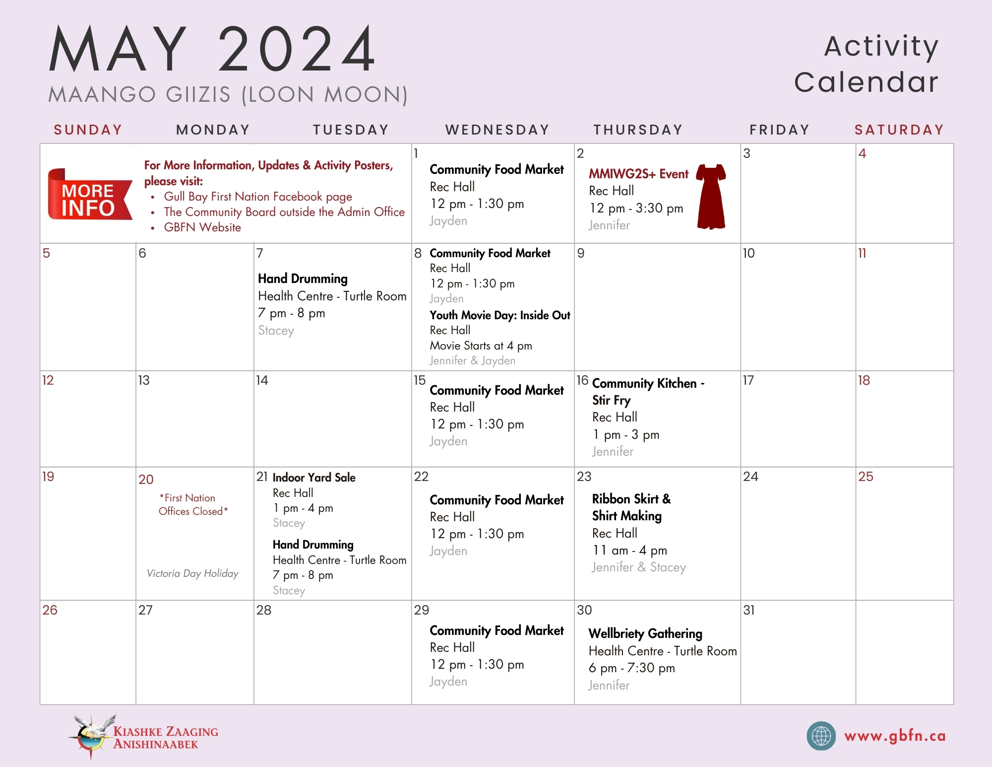 Upcoming Activities - Gull Bay First Nation