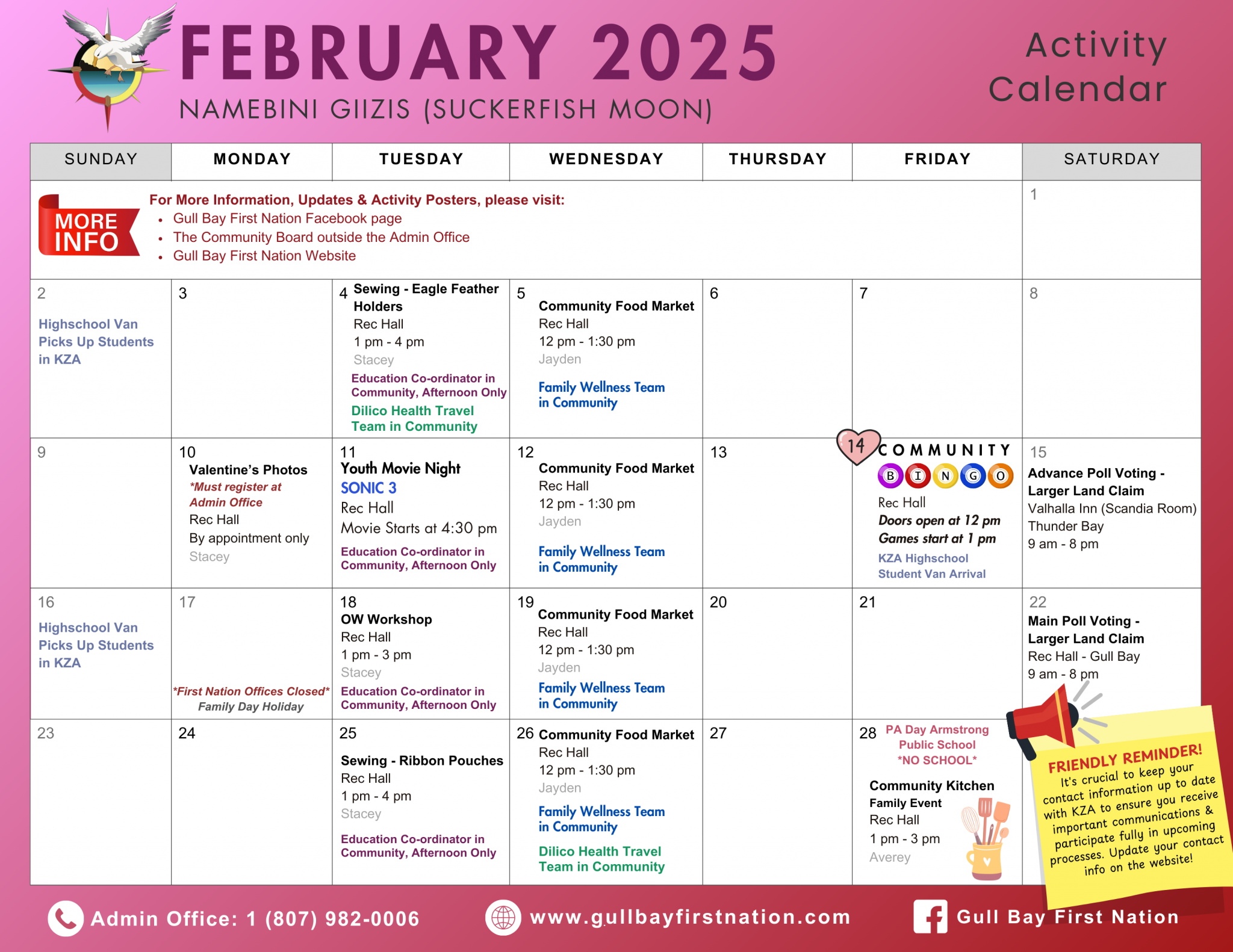 Upcoming Activities - Gull Bay First Nation