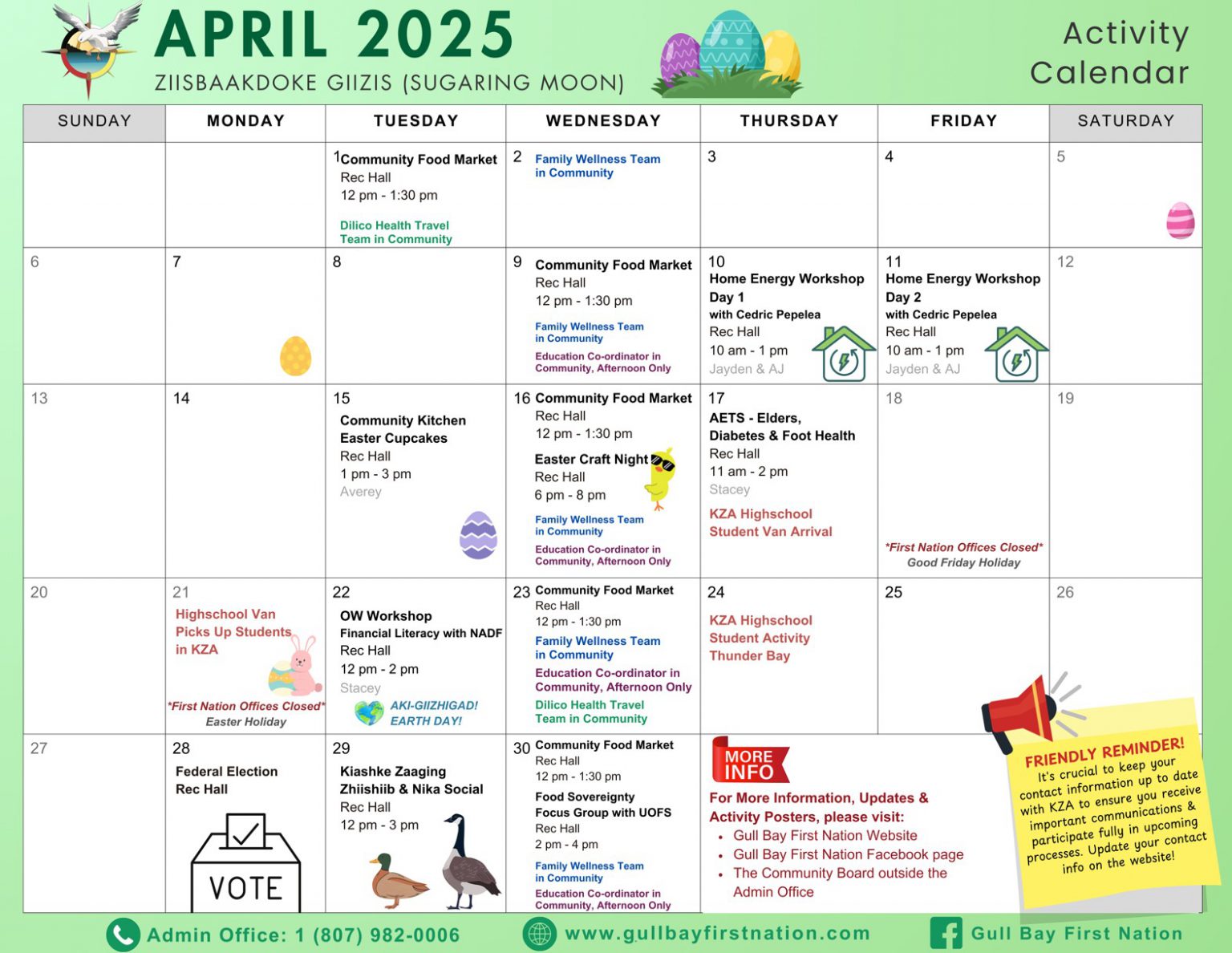 Upcoming Activities - Gull Bay First Nation